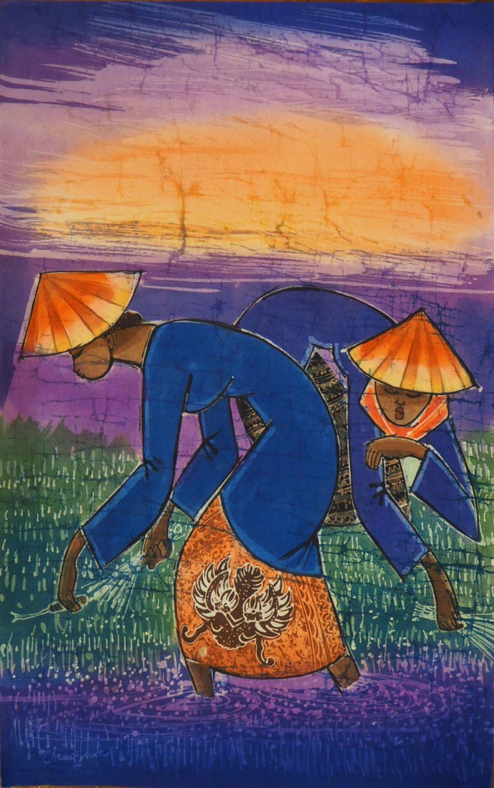 Paddy Field Painting By The Late Tan Thean Song - Craft Batik Sdn. Bhd.