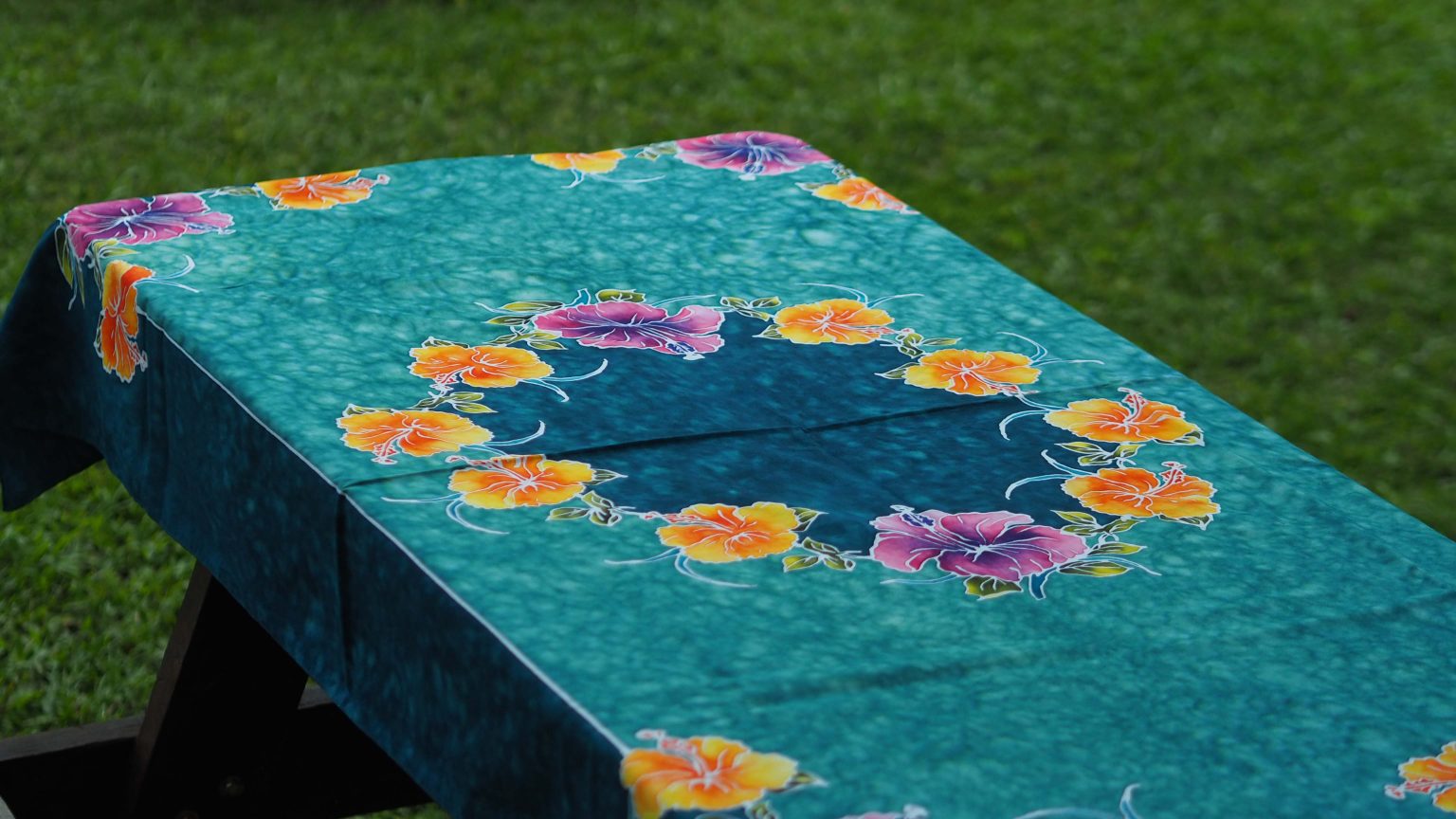 Hand Drawn Tablecloth 72 inches x 45 inches - Craft Batik Sdn. Bhd.