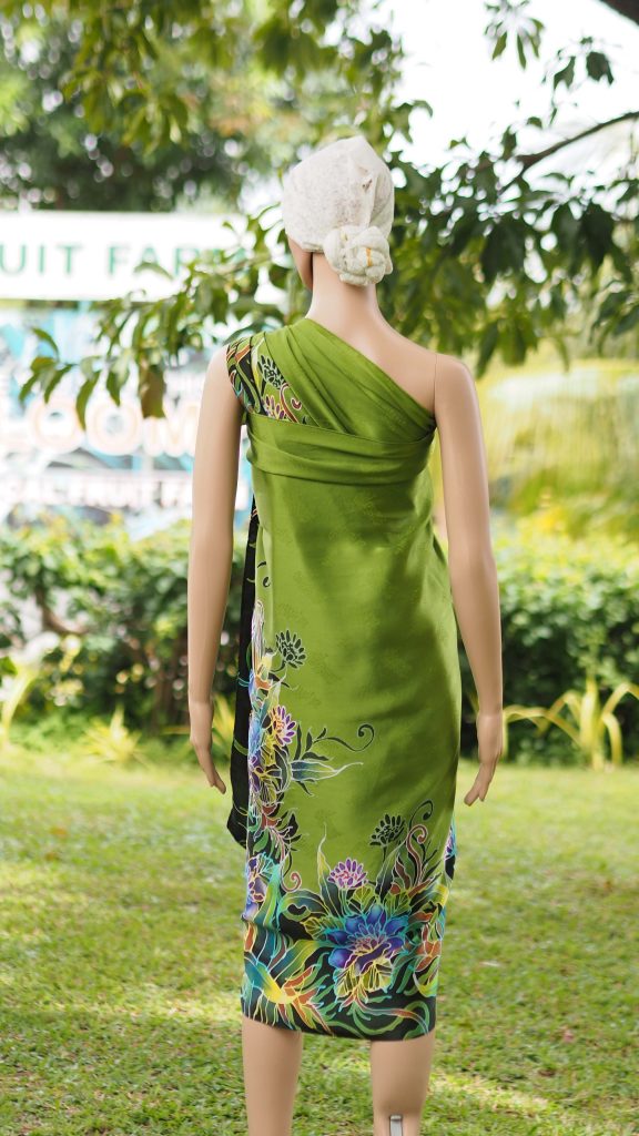 Green Jacquard Silk Beachwear/ Pareo - Craft Batik Sdn. Bhd.